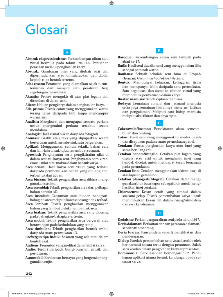 Ace Ahead Seni Visual (Glosari) | PDF | Seni