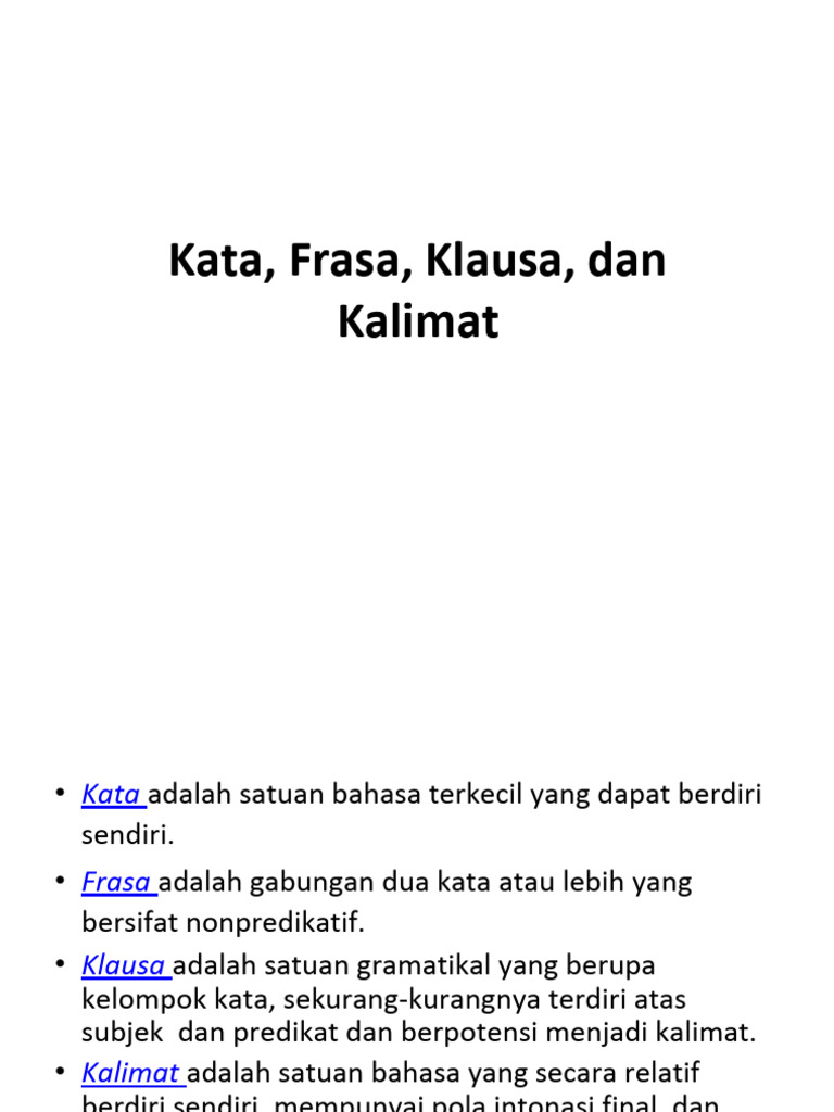 Pertemuan 4 Kata, Frasa, Klausa, Dan Kalimat | PDF