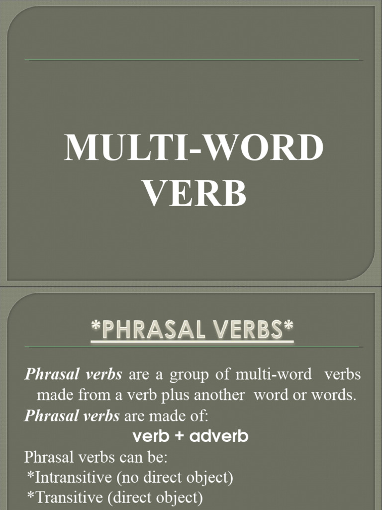Multi Word Verb | PDF | Verb | Preposition And Postposition
