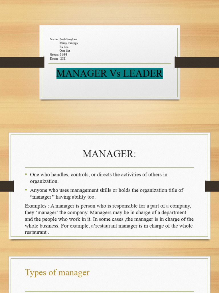 Manager Vs Leader | PDF | Leadership | Organizational Behavior