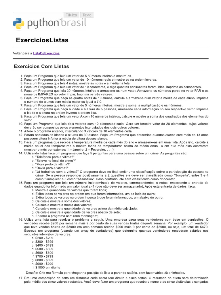 Estrutura Listas Python | PDF