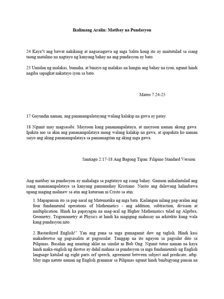 Matibay Na Pundasyon | PDF