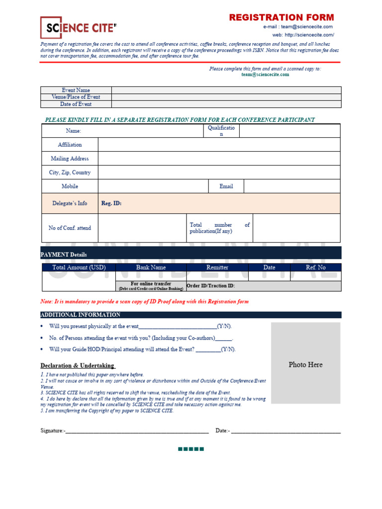 SCite Listener Registration Form | PDF | Fee | Business