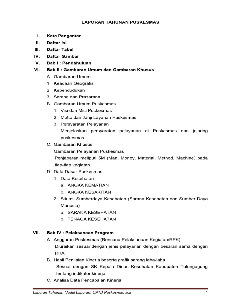 Sistimatika Laporan Tahunan Puskesmas Fix | PDF