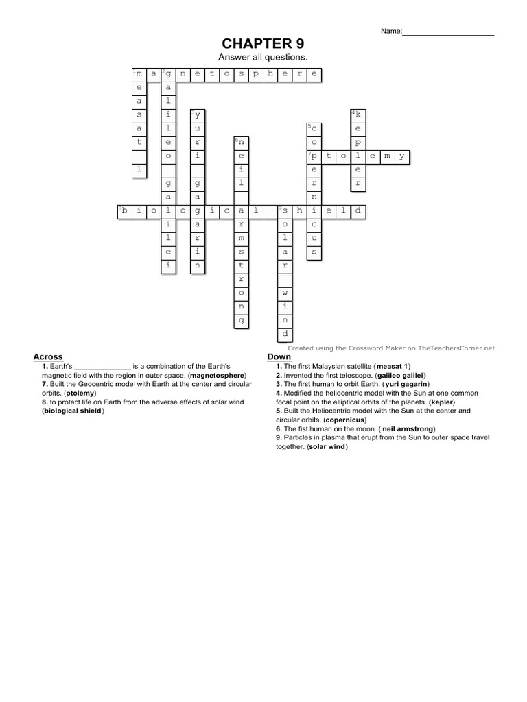 Science f3 Crosswords Puzzle c9:c10 Answer | PDF | Heliocentrism ...