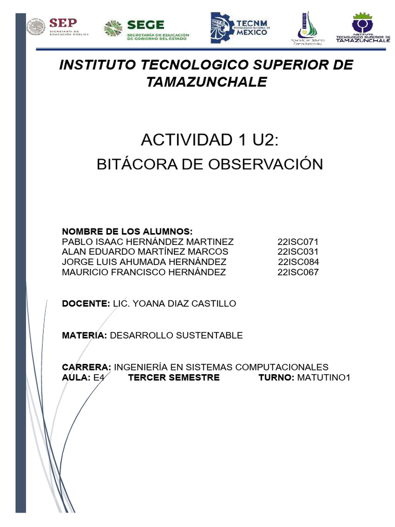 U2 Actividad1 Bitacora de Observacion | PDF | Arboles | Insectos