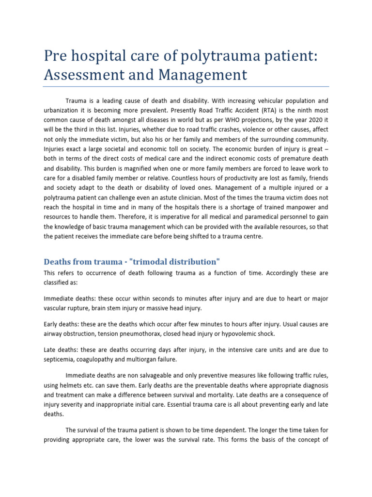 Pre Hospital Care of Polytrauma Patient | PDF | Injury | Emergency ...