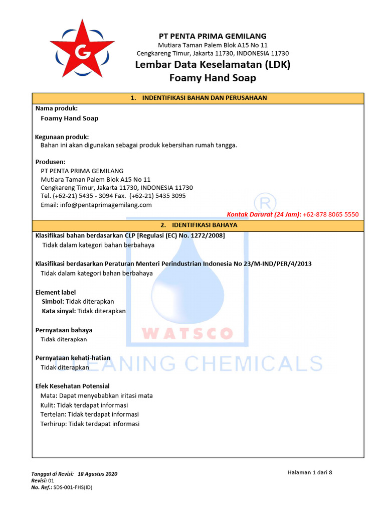 SDS Foamy Hand Soap (ID) | PDF