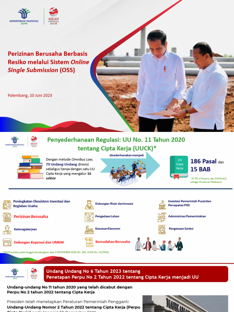 Penerapan Online Single Submission (OSS) Berbasis Risiko - Palembang - Juni 2023 | PDF