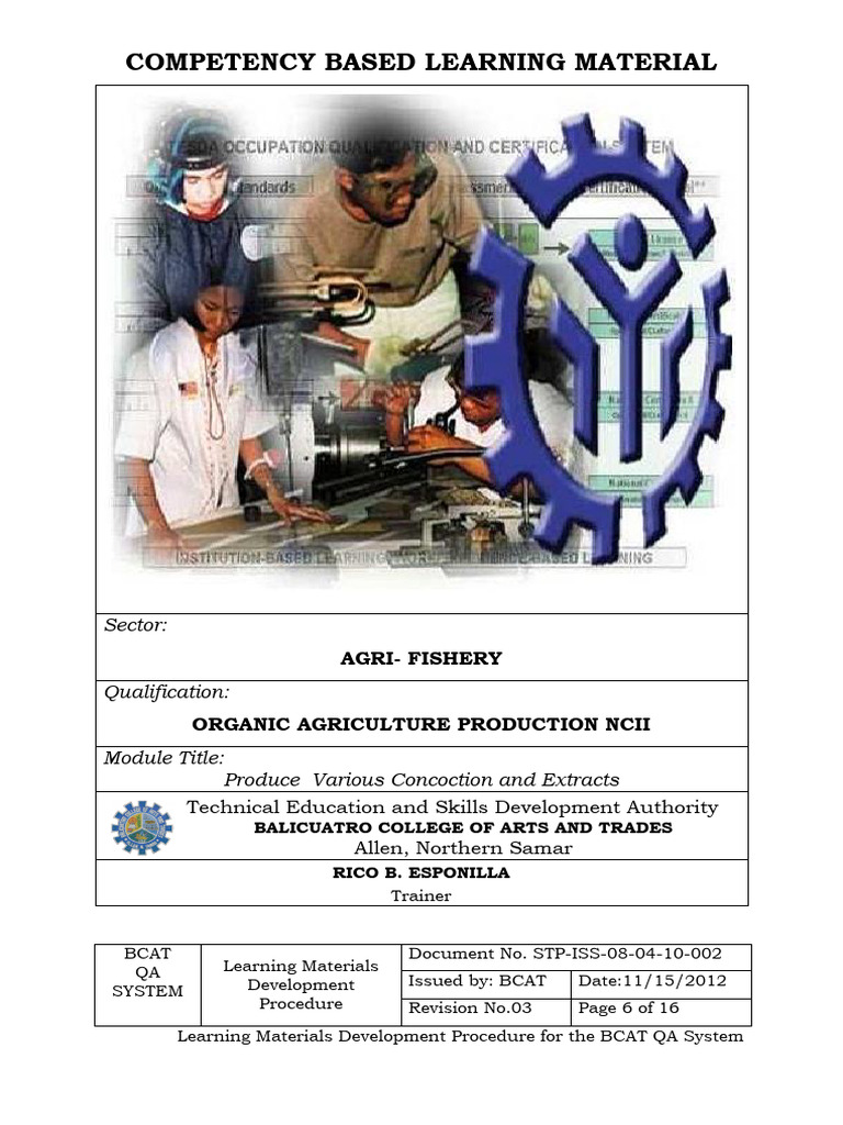 CBLM - Produce Various Concoction and Extracts | PDF | Soil | Plants