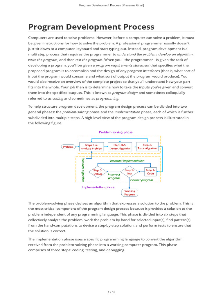 Week1 Program+Dev+Process+Handout | PDF | Computer Program | Programming Week1 Program+Dev+Process+Handout | PDF | Computer Program | Programming