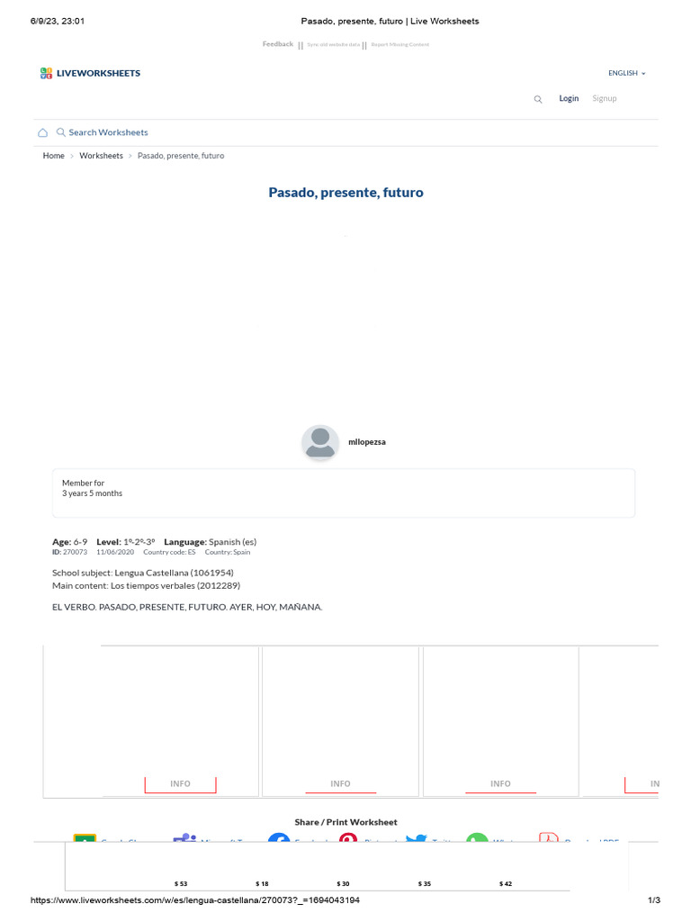 Pasado Presente Futuro Live Worksheets Pdf Cyberspace World