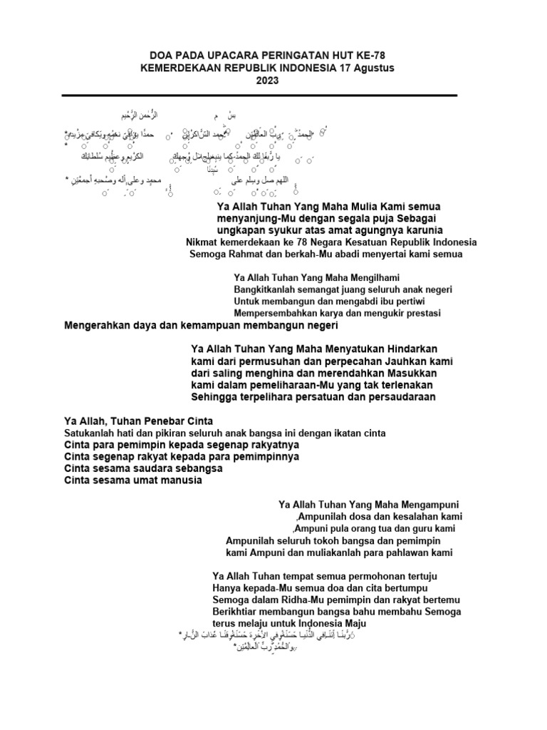 Doa Hut Ri Ke 78pdf | PDF