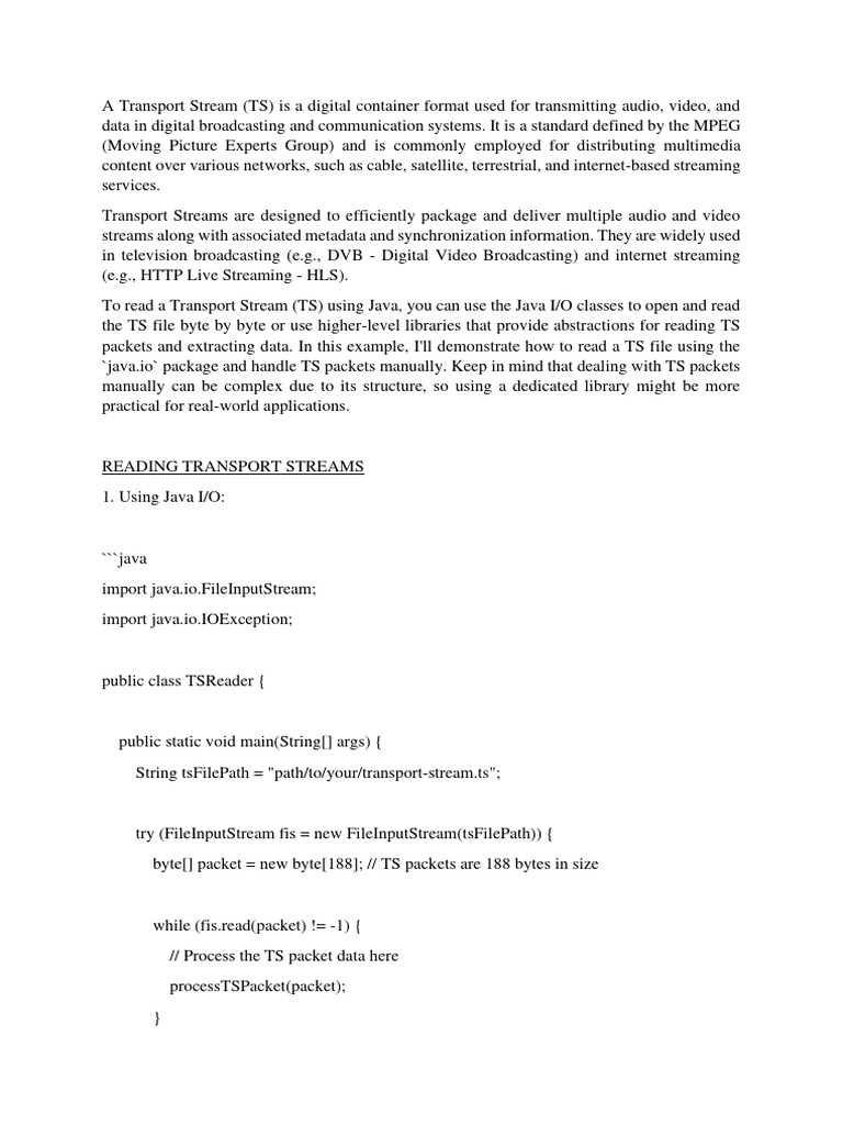 A Transport Stream | PDF | Network Packet | Computing