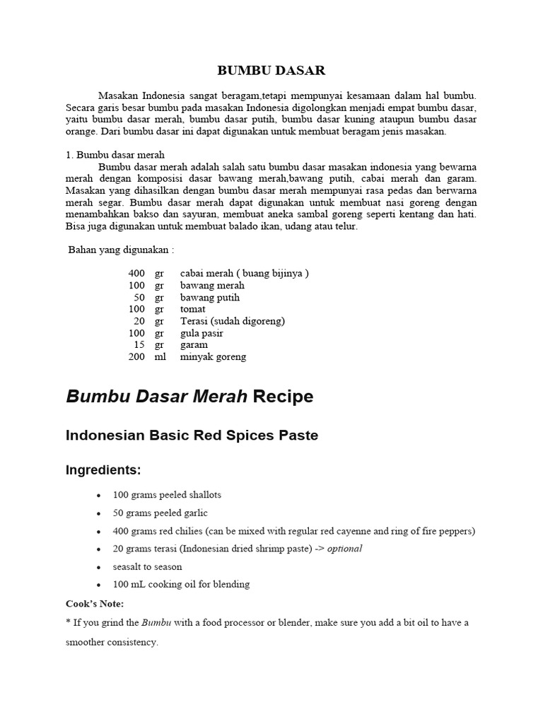 Bumbu Dasar | PDF
