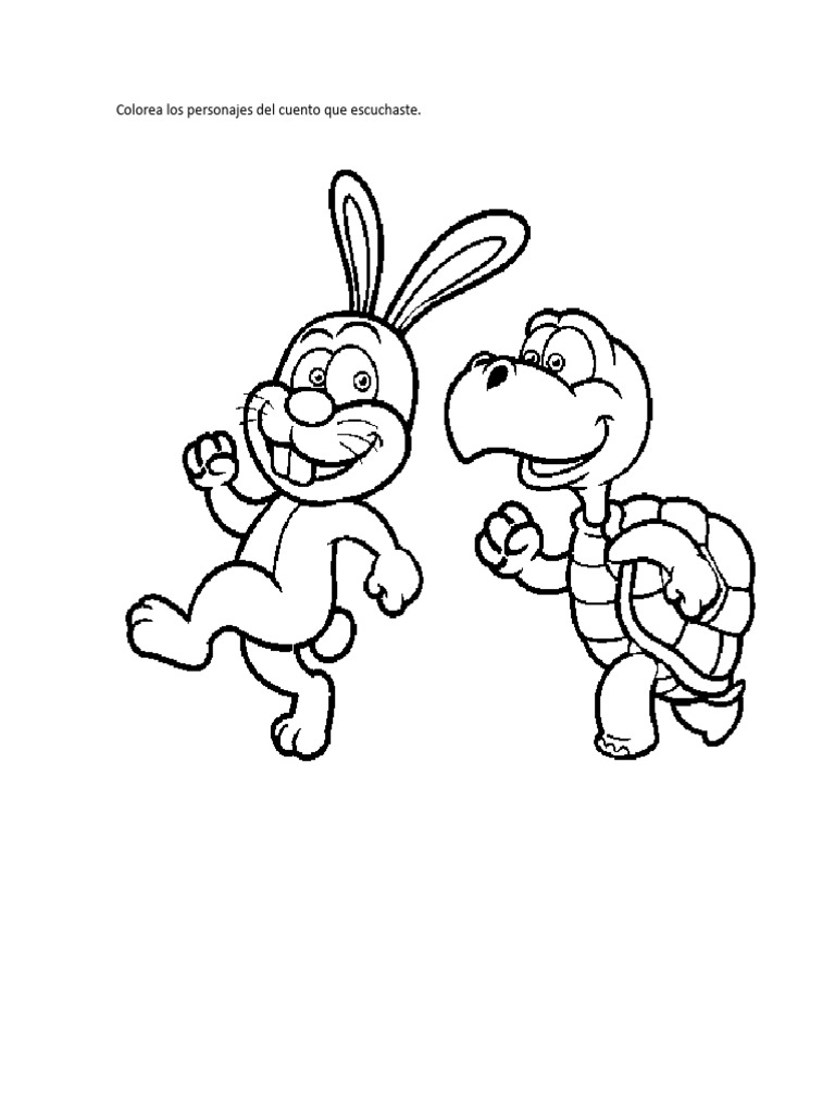 Colorea la fábula: Liebre y Tortuga | PDF