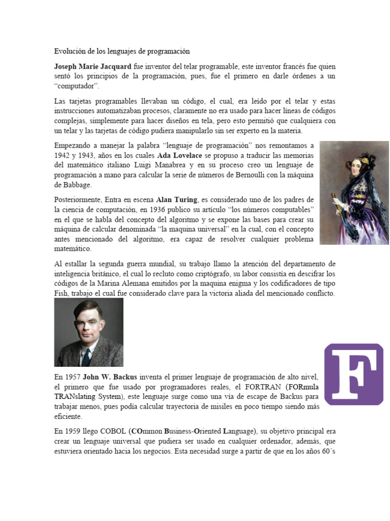 Evolución de Los Lenguajes de Programación | PDF | Básico ...