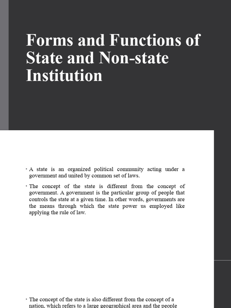 Forms and Functions of State and Non-State | PDF | Banks | Government
