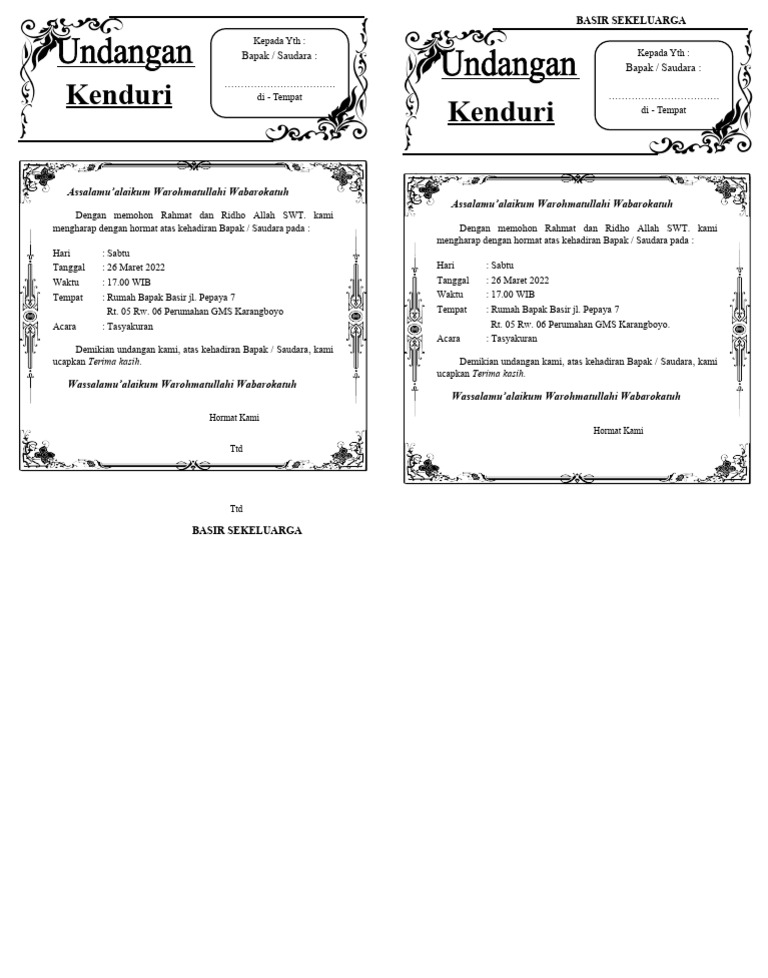 Undangan Kenduri | PDF
