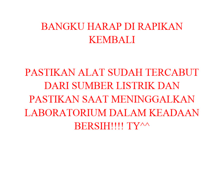 Bangku Harap Di Rapikan Kembali | PDF