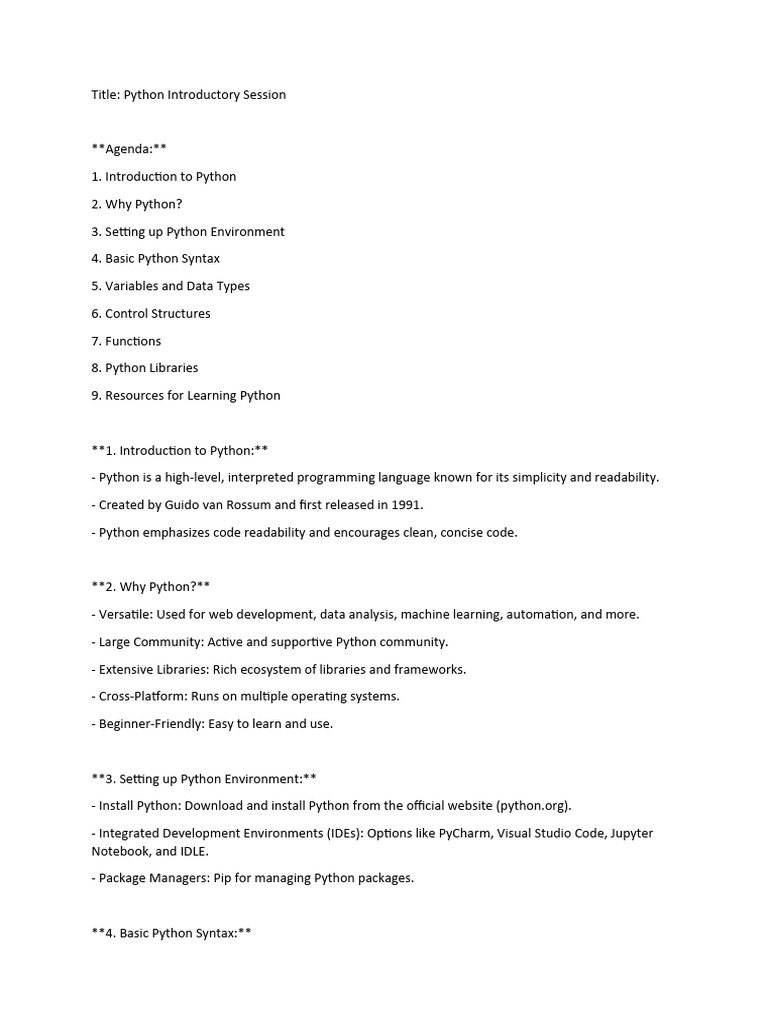 Python Introductory Session Pdf Python Programming Language Information Technology