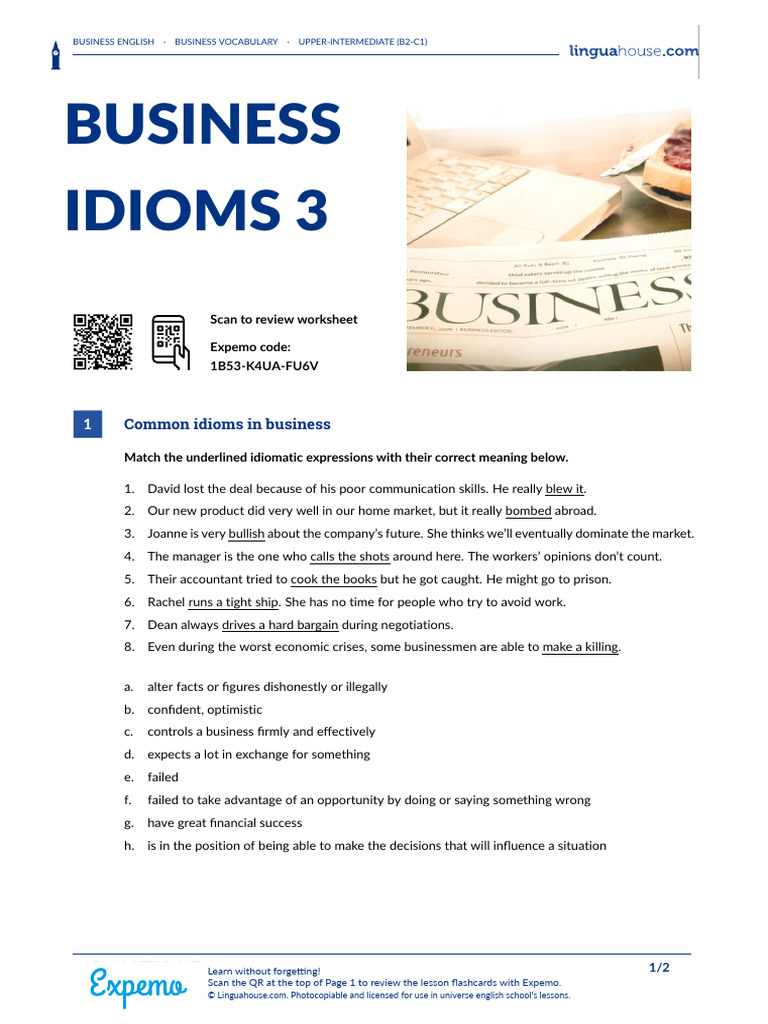 Business Idioms 2 (Teacher) | PDF | Human Communication