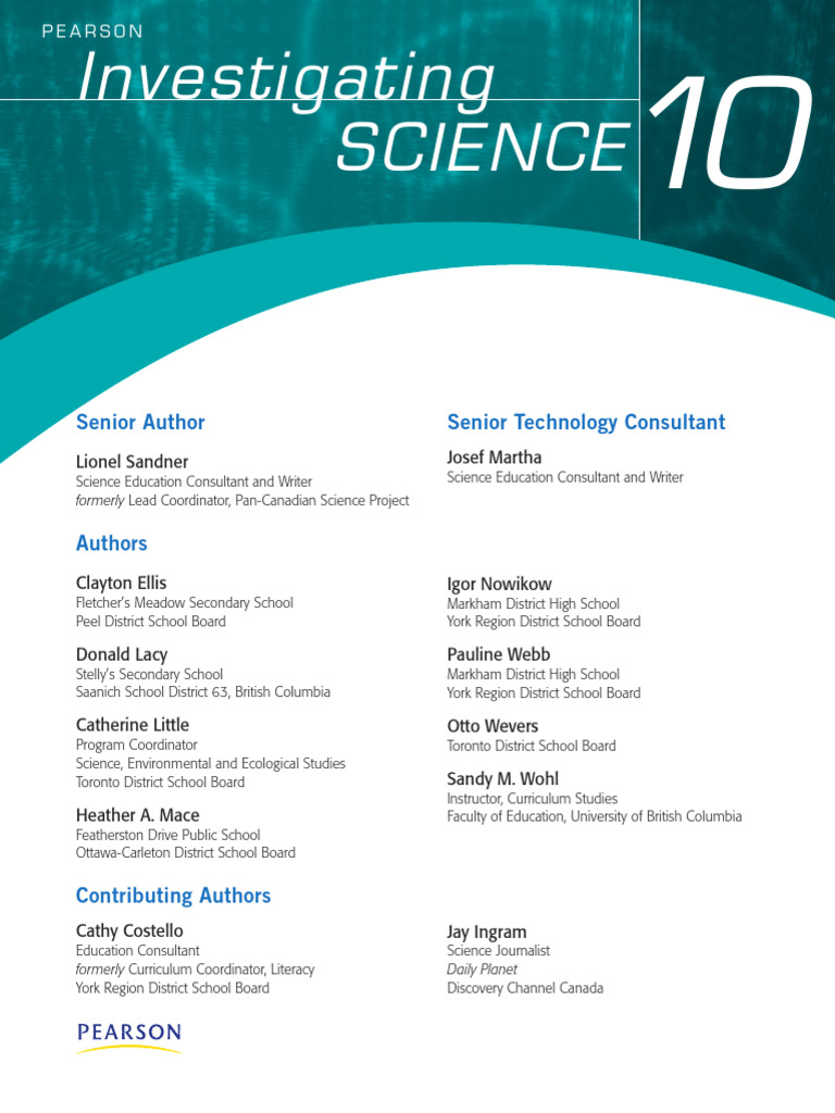 Investigating Science: Senior Author Senior Technology Consultant | PDF ...