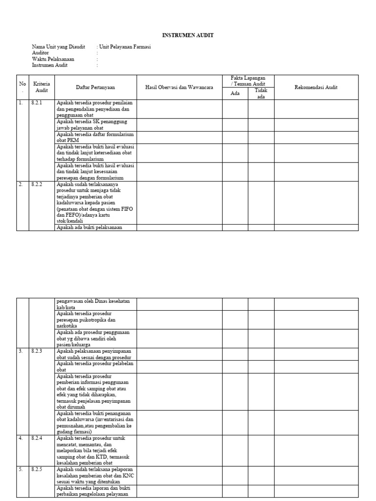 Instrumen Audit Farmasi Pdf