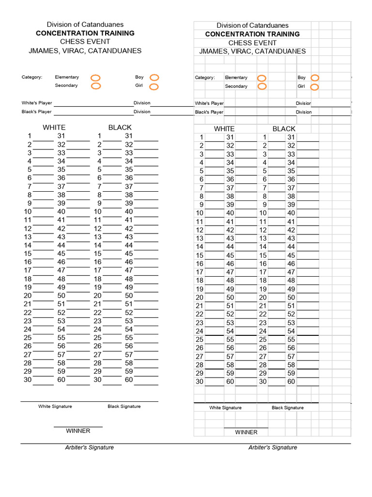 CHESS Record Sheet Form | PDF | Chess