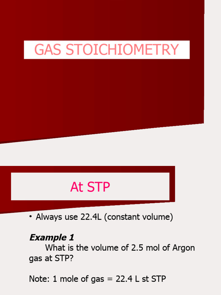 Gas Stoichiometry | PDF | Mole (Unit) | Stoichiometry