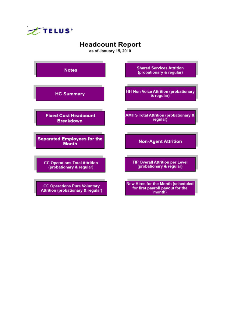 2010 Headcount SAP Report January 15 | PDF | Payroll | Employee Relations