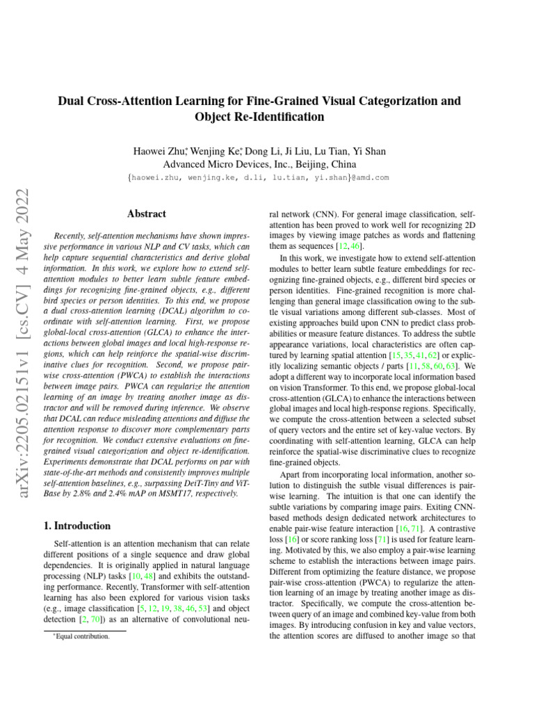 Dual Cross-Attention Learning For Fine-Grained Visual Categorization ...