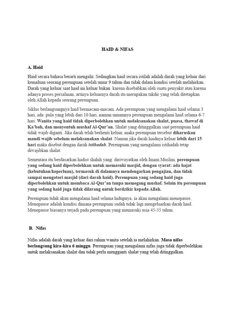 Haid Dan Atau Dan Atau Nifas | PDF