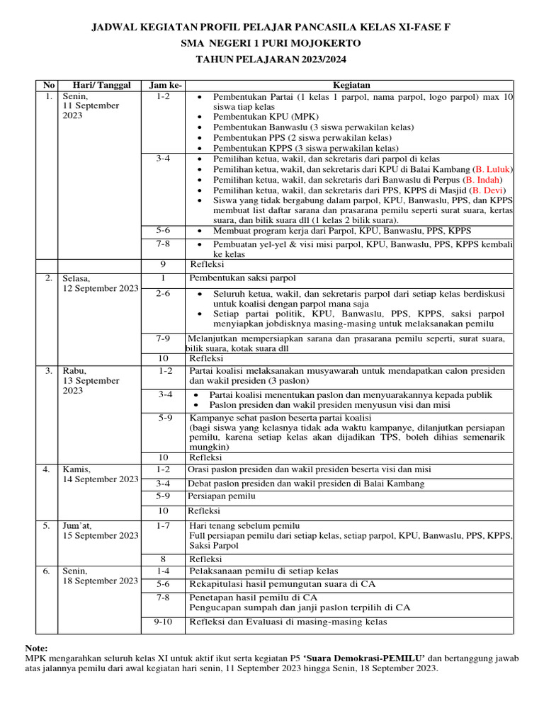 Jadwal p5 Suara Demokrasi-1 | PDF