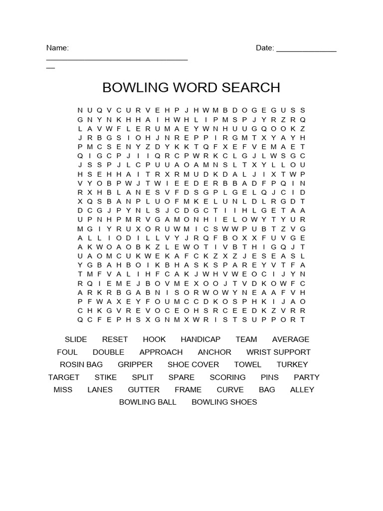 BOWLING WORD SEARCH 4ed41 6163a181 | PDF | Games Of Physical Skill ...