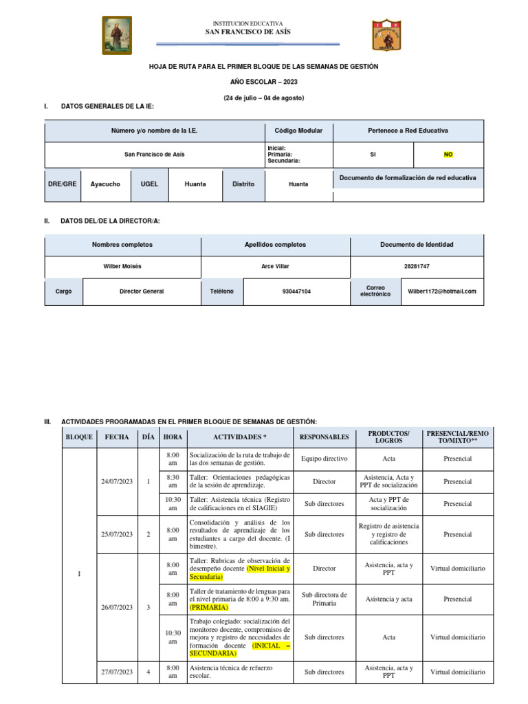Hoja de Ruta Medio Año 2023 | PDF | Evaluación | Cognición