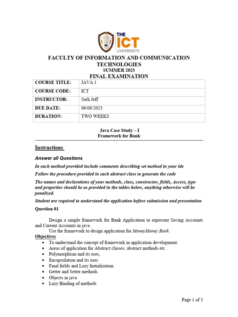 Summer Java 1 Exams | PDF | Method (Computer Programming) | Class ... Summer Java 1 Exams | PDF | Method (Computer Programming) | Class ...