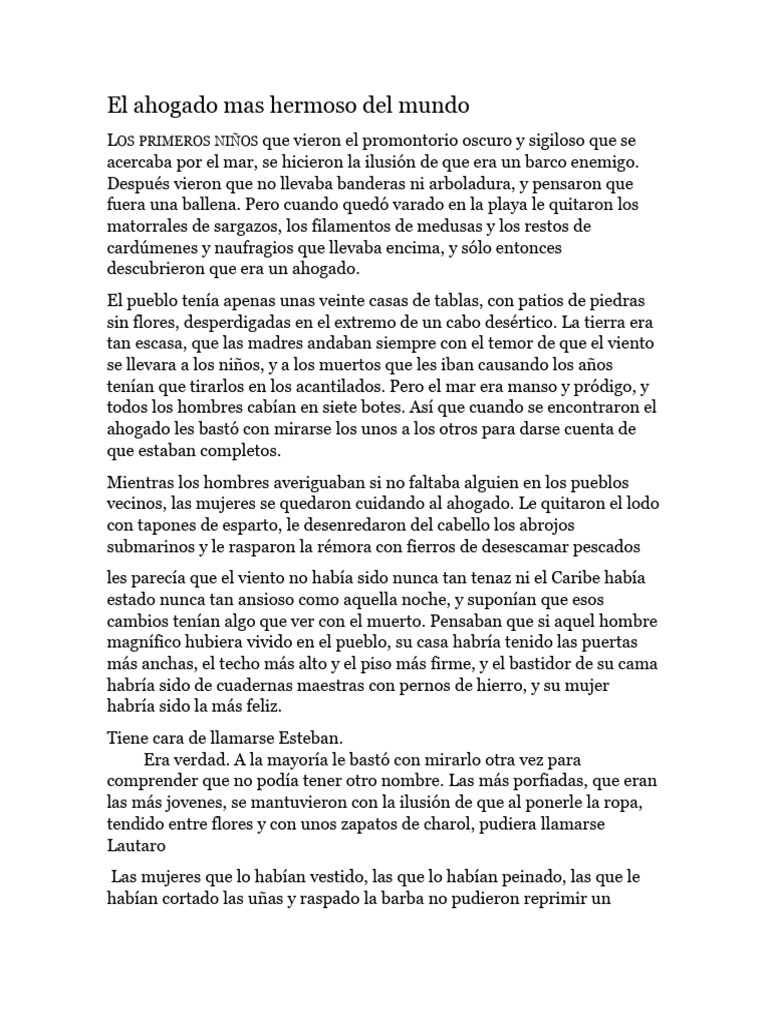 El Ahogado Mas Hermoso Del Mundo | PDF | Ciencias fisicas