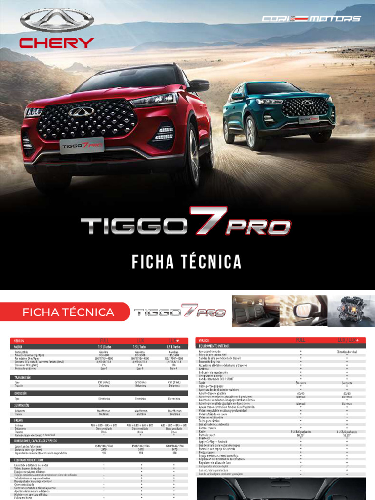 Ficha Tecnica Tiggo 7 Pro Ver4 Compressed | PDF