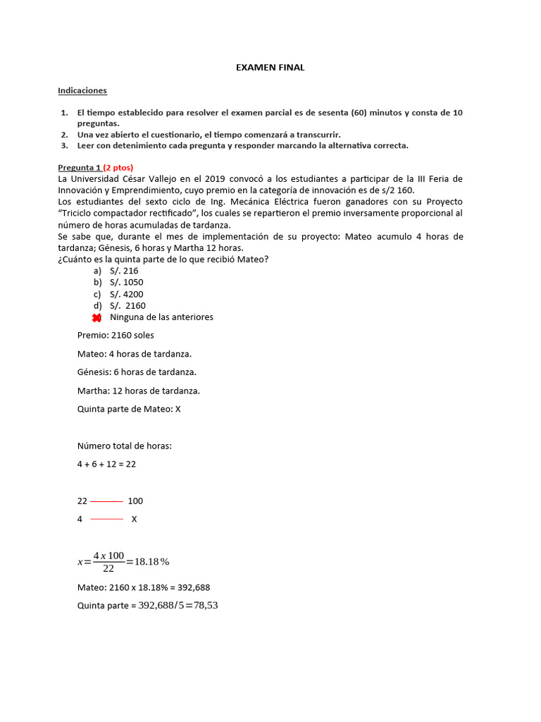 Examen Final: Preguntas y Respuestas | PDF