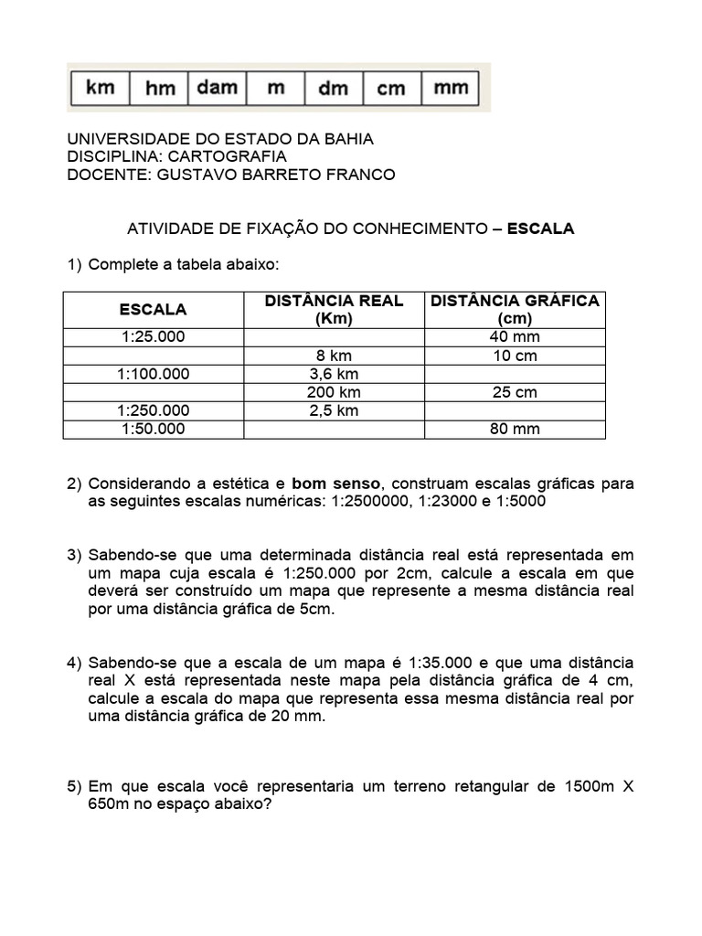 Atividade de Escala | PDF | Mapa | Cartografia
