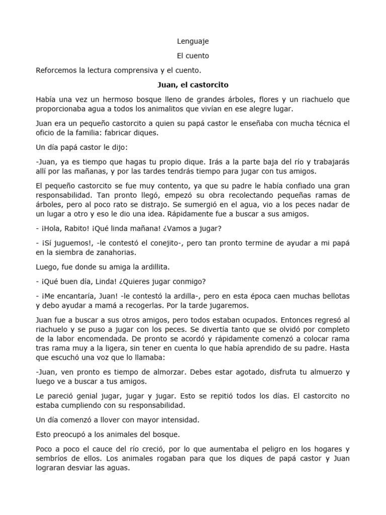 Lenguaje Actividades | PDF | Castor