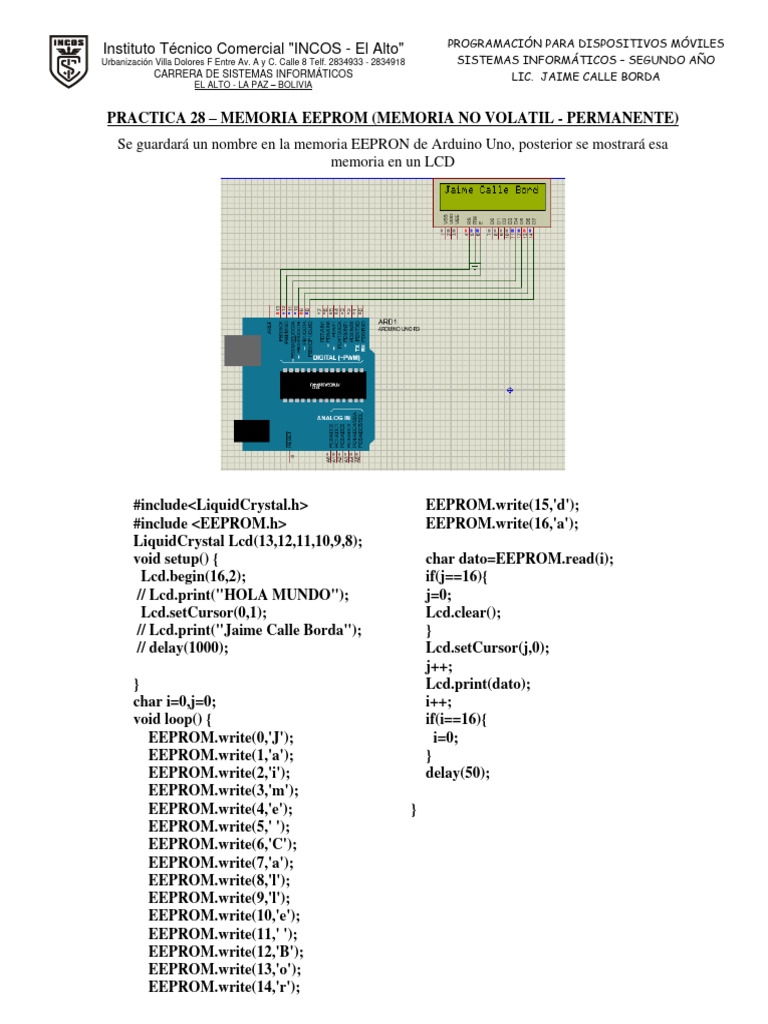 Practica 28 Memoria Eeprom | PDF | Ingeniería de software | Arquitectura de Computadores