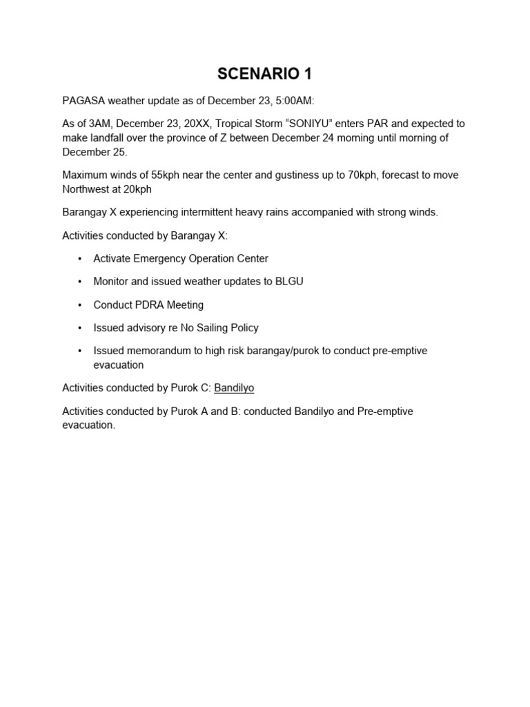 Scenarios (Barangay) | Download Free PDF | Flood | Disasters