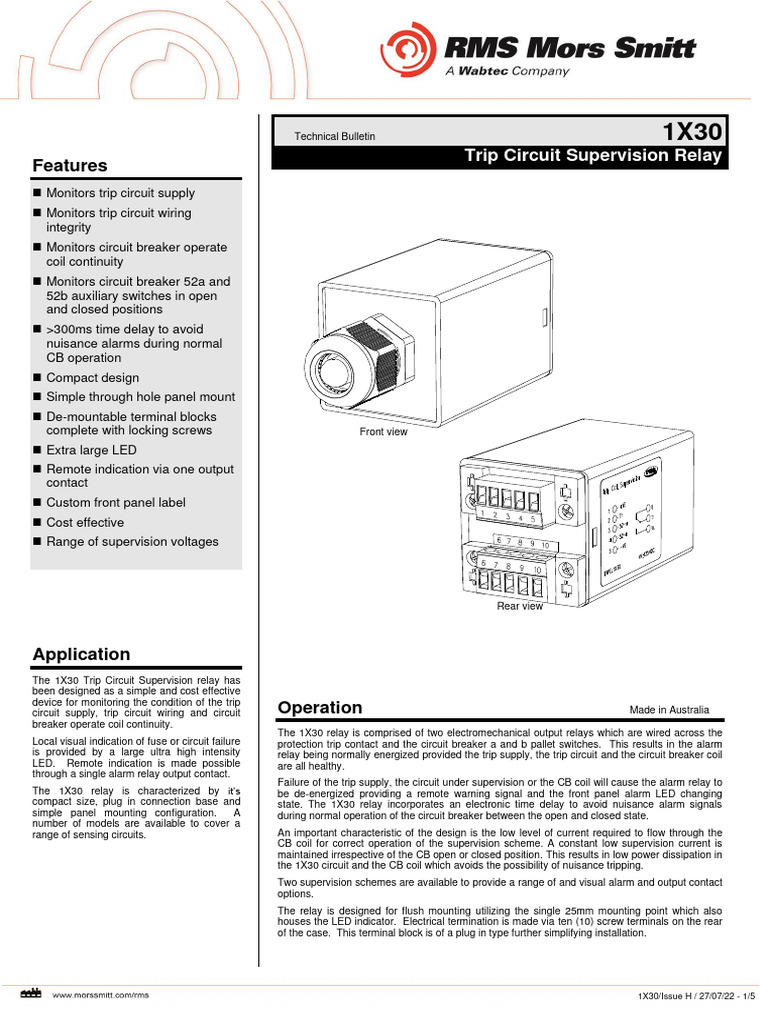 Features: Trip Circuit Supervision Relay | PDF | Relay | Inductor