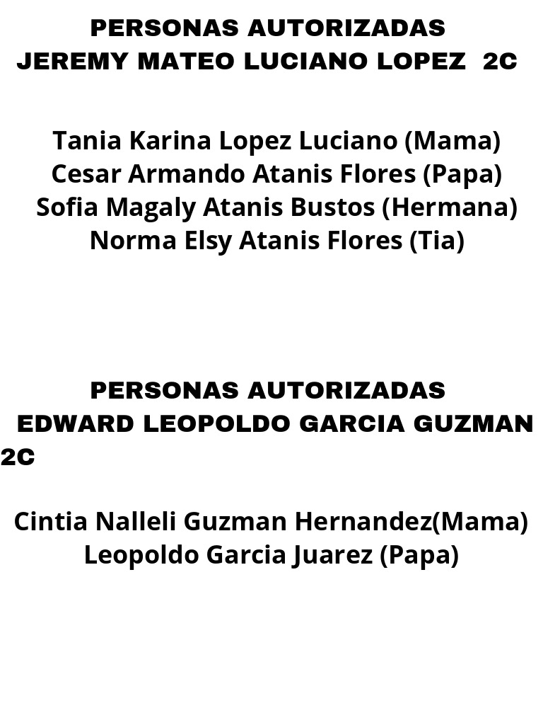 Personas Autorizadas 2C | PDF
