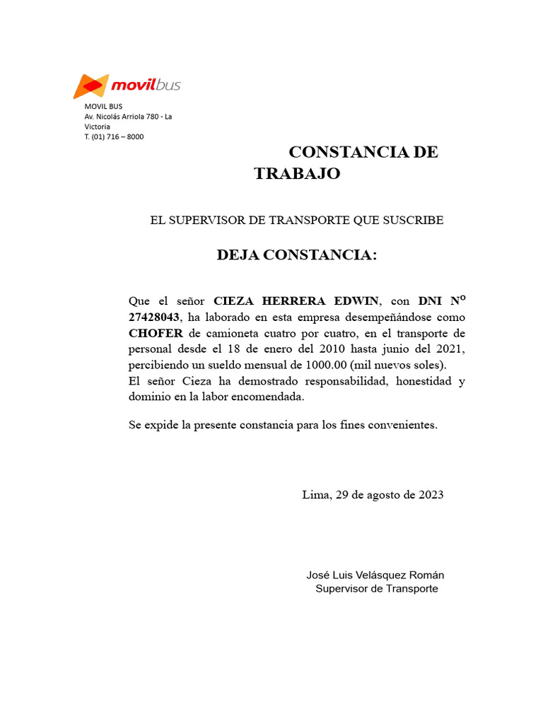 Contancia y Certificado | PDF