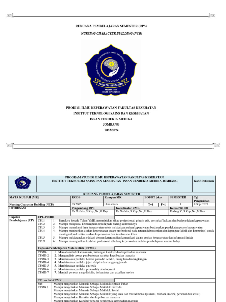 SEM 1 - 7. RPS Nursing Character Building (NCB) | PDF