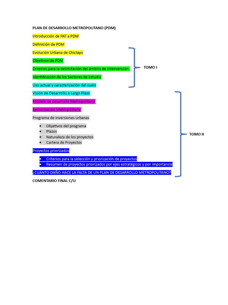 Plan de Desarrollo Metropolitano | PDF