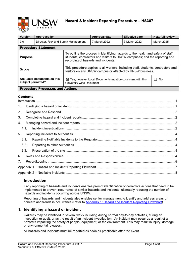 Hazard and Incident Reporting Guide | PDF | Occupational Safety And ...